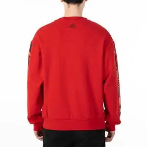 Adidas Crewneck Pullover With Printed Sleeves - Red