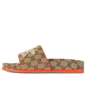 Gucci The North Face X Monogram Slide Sandals - Beige/ebony/orange
