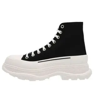 Alexander McQueen Tread Slick High Top Lace Up Boots - Black/white