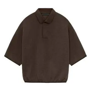 Fear Of God 3/4 Sleeve Polo Shirt 'heather Wood - Brown