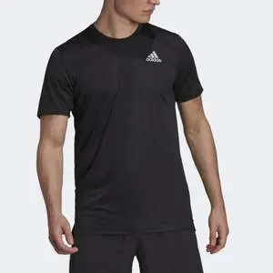 Adidas Solid Color Logo Round Neck Short Sleeve Black