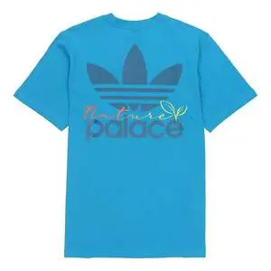 Adidas Originals X Palace Crossover Ss22 Back Logo Printing Short Sleeve Blue T-shirt - Multi-color
