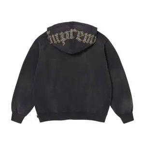 Supreme Overdyed Studded Hooded Sweatshirt - Black