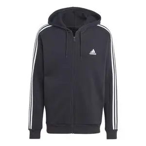 Adidas Fleece 3-stripes Full-zip Hoodie - Black