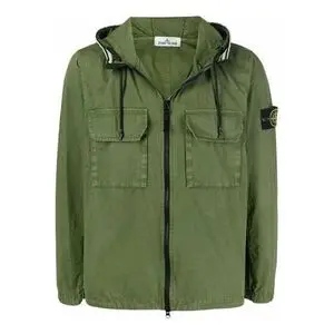 Stone Island Garment Dyed Hooded Shirt Jacket - Olive