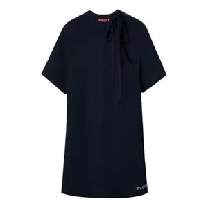 Gucci Ribbed Cotton Dress - Dark Blue