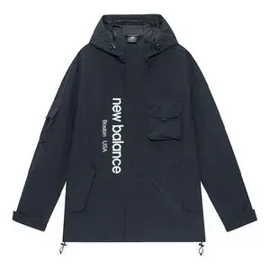 NEW BALANCE Logo Printing Cargo Hooded Jacket - Black