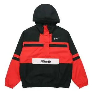 Nike Windproof Anti-tear Half Zip Jacket - Red/black