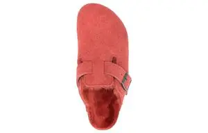 BIRKENSTOCK Boston Shearling Suede Leather Clogs - Red/caramel