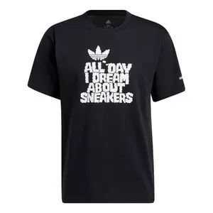 Adidas Originals Funny Alphabet Printing Sports Round Neck Short Sleeve Black - Default Color