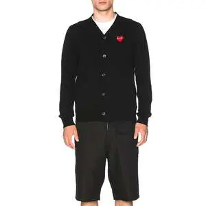Play Comme Des Garcon Emblem Cardigan - Black