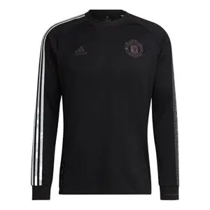 Adidas Stripe Round Neck Long Sleeves Black T-shirt - Multi-color