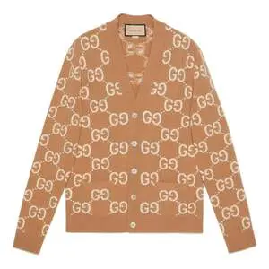 Gucci Gg Wool Jacquard Cardigan - Beige