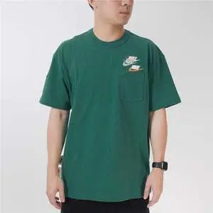 Nike Logo Pattern Round Neck Short Sleeve Green T-shirt