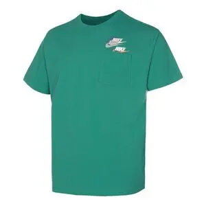 Nike Logo Pattern Round Neck Short Sleeve Green T-shirt - Multi-color