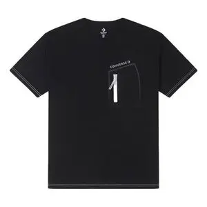 CONVERSE Zip Pocket Logo T-shirt Asia Sizing 'black - Black/white