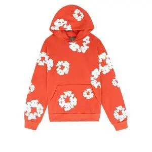 DENIM TEARS Cotton Wreath Logo Hoodie Orange/white