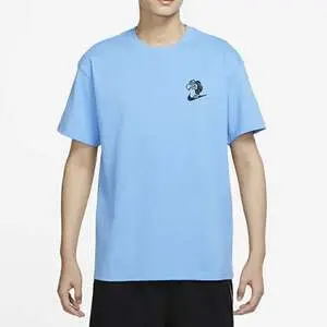 Nike Cartoon Pattern Printing Casual Round Neck Short Sleeve Blue T-shirt - Multi-color