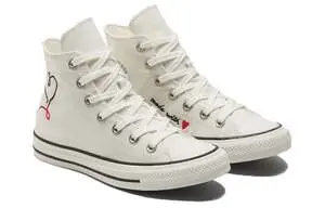 CONVERSE Chuck Taylor All Star High Top Sneakers With Embroidered Heart Detail - White