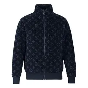 LOUIS VUITTON Monogram Jacquard Fleece Zip-through Jacket - Dark Blue