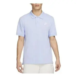 Nike Solid Color Lapel Short Sleeve Light Sea Blue Polo Shirt - Multi-color