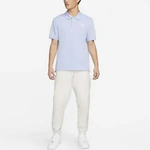 Nike Solid Color Lapel Short Sleeve Light Sea Blue Polo Shirt - Multi-color