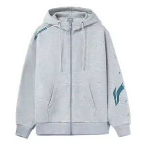 LI-NING Li-Ning Graphic Zip-Up Hooded Jacket Grey/blue