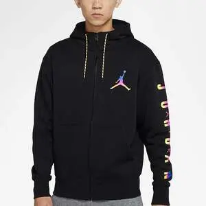 JORDAN Athletic Fleece Lined Hooded Jacket - Black