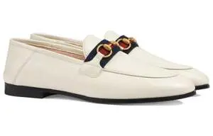 Gucci Horsebit Web Leather Loafers - White