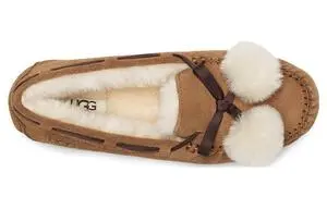 UGG Dakota Moccasin Slippers With Pom Detail - Brown/tan