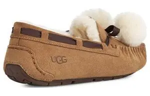 UGG Dakota Moccasin Slippers With Pom Detail - Brown/tan