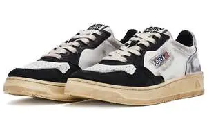 AUTRY Medalist Super Vintage Leather Low Sneakers - White/black/silver