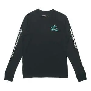 JORDAN Air Embroidered Alphabet Printing Long Sleeve Crewneck - Black