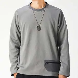 Adidas Fleece Lined Long Sleeve Crewneck With Zippered Pocket