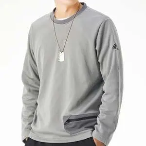 Adidas Fleece Lined Long Sleeve Crewneck With Zippered Pocket