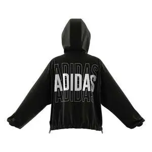 Adidas Essentials Repeat Logo Loose-fit Windbreaker - Black/white