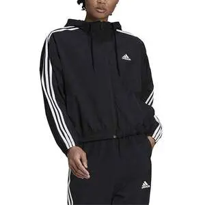 Adidas Essentials Repeat Logo Loose-fit Windbreaker - Black/white