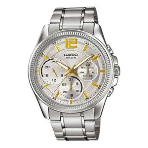 Casio Enticer Series Quartz Analog Watch With Stainless Steel Bracelet - Silver