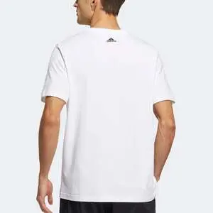Adidas Large Logo Printing Sports Short Sleeve White - Multi-color