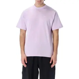 Nike Solid Color Cotton Embroidered Logo Round Neck Short Sleeve Purple T-shirt - Multi-color
