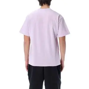 Nike Solid Color Cotton Embroidered Logo Round Neck Short Sleeve Purple T-shirt - Multi-color