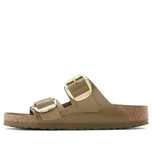 BIRKENSTOCK Birkenstock Arizona Big Buckle Natural Leather Patent Sandals Olive Green