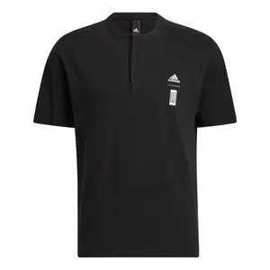 Adidas Solid Color Brand Logo Printing Round Neck Short Sleeve Black T-shirt - Multi-color