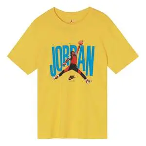 JORDAN Men's Air Jordan Design Short Sleeve Yellow T-shirt Yellow