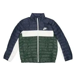 Nike Colorblock Stand Collar Puffer Jacket - Bluegreenmulti-color