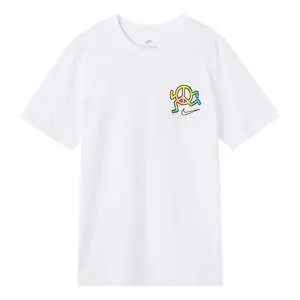 Nike Back Alphabet Geometry Printing Sports Round Neck Short Sleeve White - Multi-color