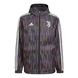 Adidas Juventus Training Sports Hooded Windbreaker Jacket - Black