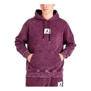 JORDAN Air Essential Washed Fleece Hoodie - Burgundy