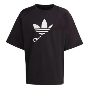 Adidas Originals Round Neck Pullover Logo Printing Short Sleeve Japanese Version Black T-shirt - Default Color