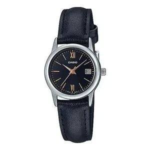 Casio Dress Series Quartz Analog Watch With Leather Strap - Black